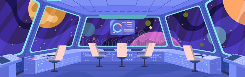 Interior of Spaceship, Window Cosmos View Stock Vector - Illustration ...