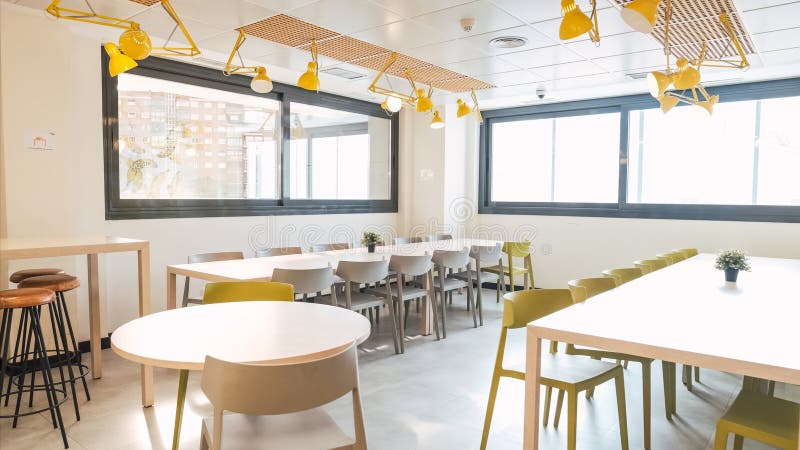 Interior of Spacious Bright Modern Canteen in Creative Office Stock ...