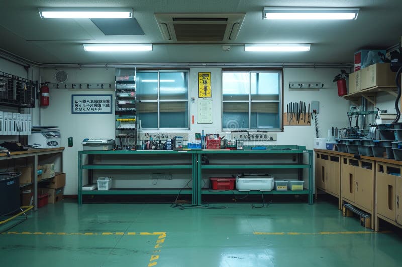 Interior of Spacious, Bright and Clean Garage Workshop for DIY Works ...