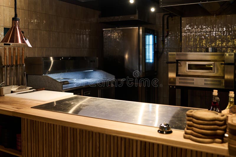 Interior of Spacious Kitchen of Pizzeria or Luxurious Restaurant Stock ...