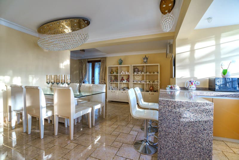 Interior of a Kitchen in a Villa Stock Image - Image of room, luxurious ...