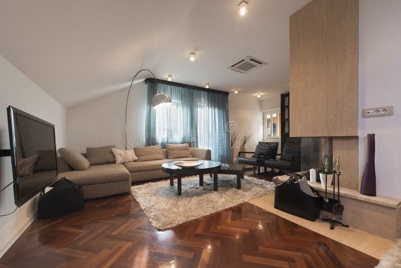 Interior of a Spacious Loft Stock Photo - Image of chair, design: 62253748