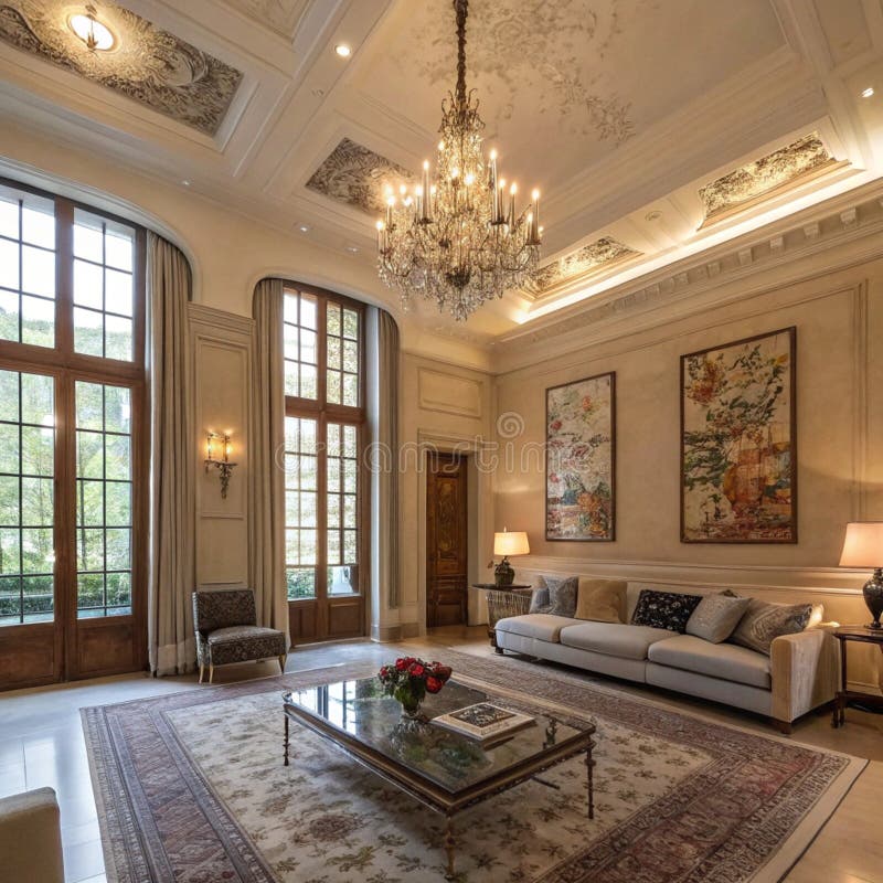 Interior of Spacious Room in Luxury House Stock Photo - Image of ...