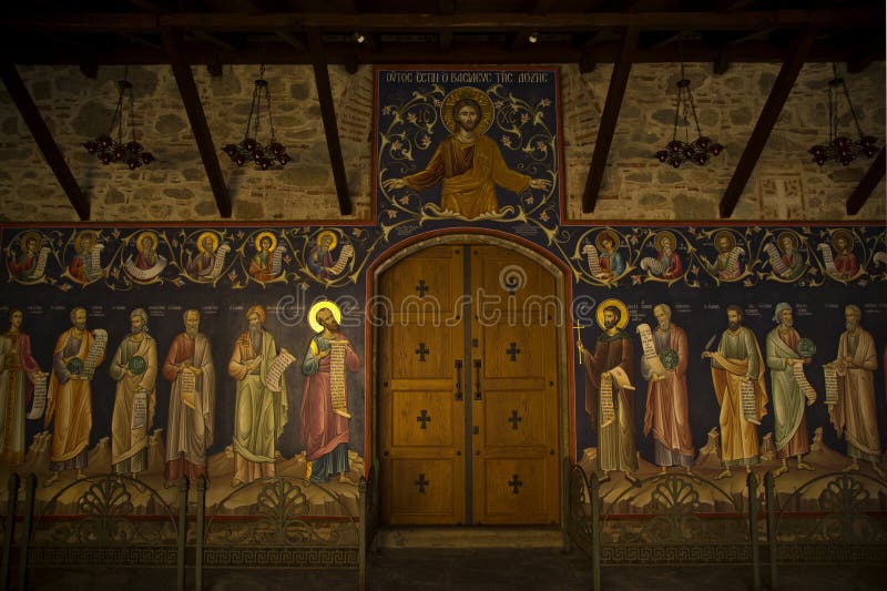 Interior of the Spaso-Preobrazhensky Monastery (Great Meteor), Meteora ...