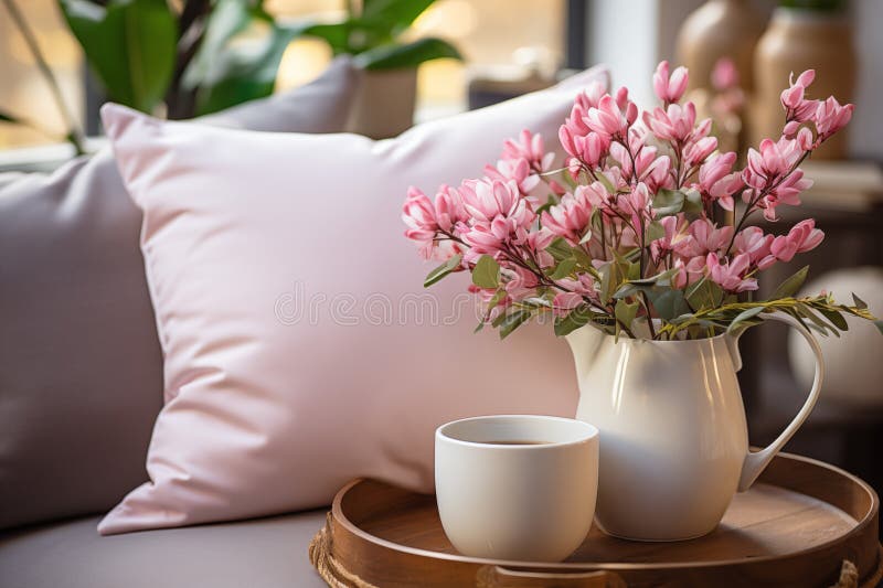 Interior Square Throw Pillows Mockup on Sofa in a Living Room Decorated ...