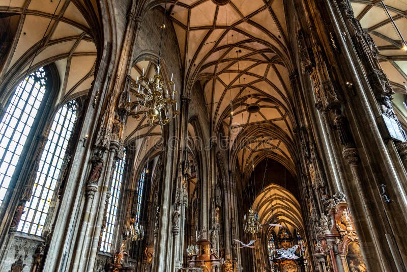Interior of St. Stephen Cathedral Stephansdom in Stephansplatz in ...