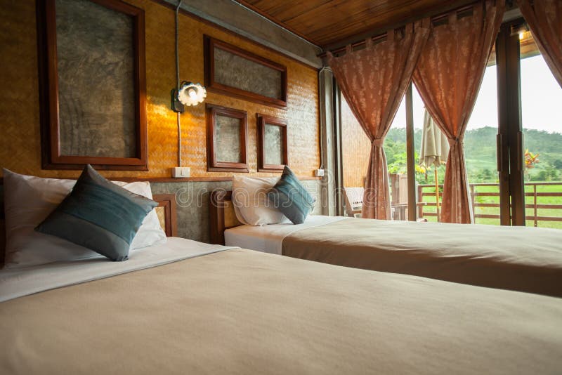 Interior Standard Room with Bed Stock Image - Image of comfortable ...