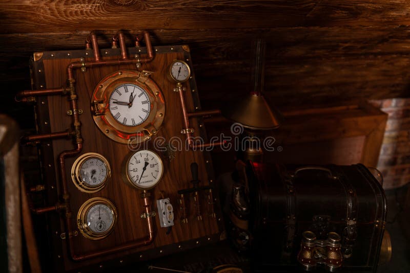 Interior of a Steampunk Work Room Editorial Photography - Image of wood ...