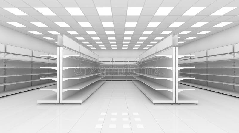 Store Shelves with Empty Department for Your Goods Stock Illustration ...