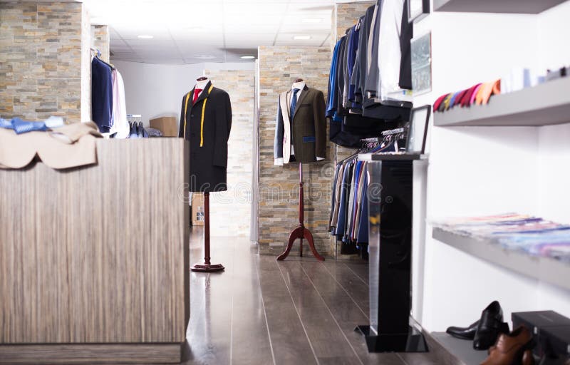 Interior of Store of Male Clothes Stock Photo - Image of rack, interior ...
