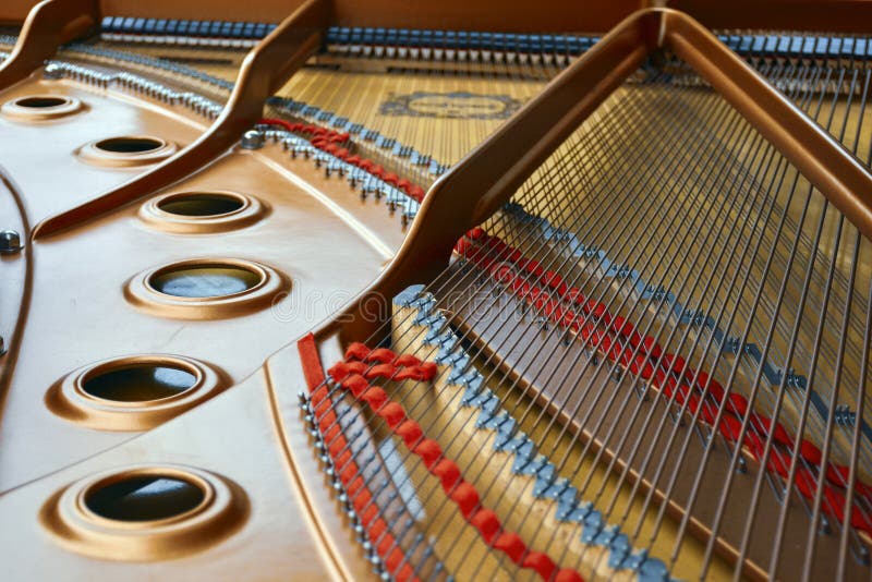 Interior and Strings of a Grand Piano. Stock Image - Image of ...