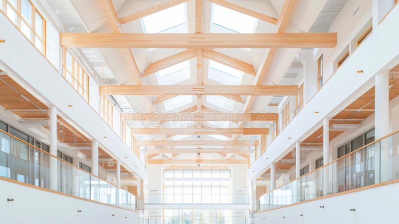 Interior Structural Design Featuring Exposed Rafters in a Vaulted Roof ...