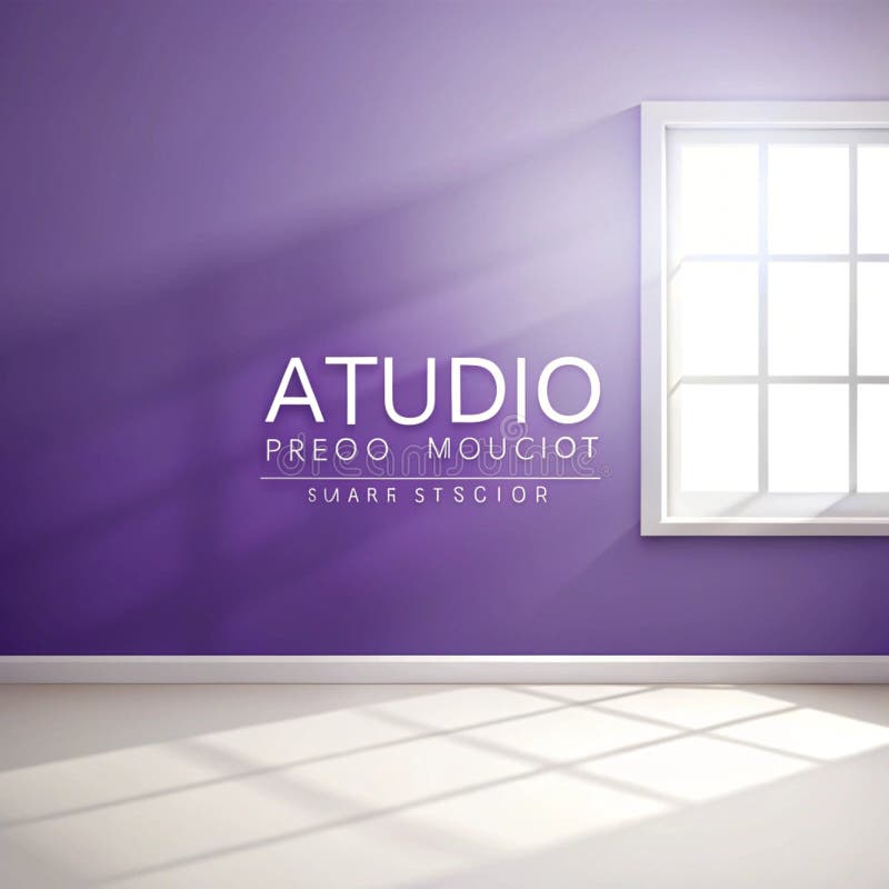 Interior Studio Wall with White and Purple Window Shadows Stock ...