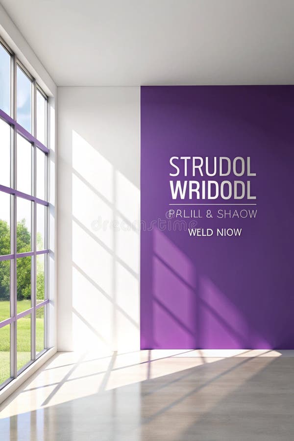 Interior Studio Wall with White and Purple Window Shadows Stock ...