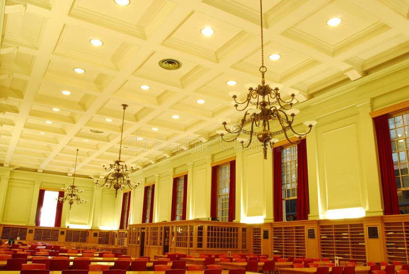 Interior of Study Hall in University Library Stock Image - Image of ...