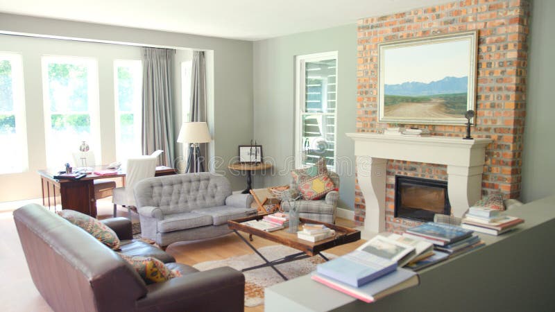 Interior of Stylish Modern Living Room with No People Stock Image ...