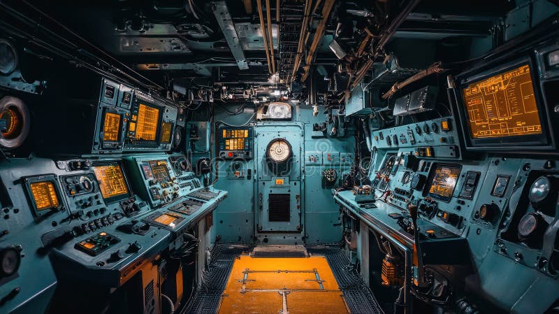 The Interior of a Submarine with High-tech Control Stock Illustration ...