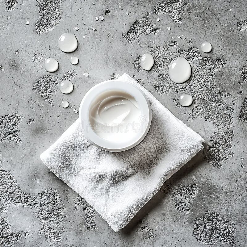 An Interior Substance is Cream-colored in a White Ceramic Jar Stock ...