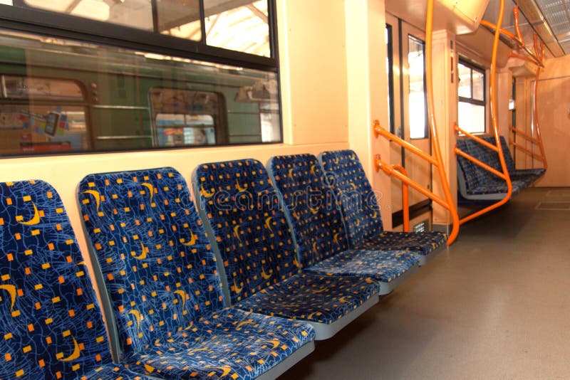 Interior of subway train stock photo. Image of subway - 25462478