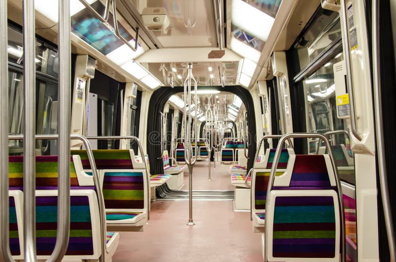 Interior of subway train stock image. Image of transport - 49524079