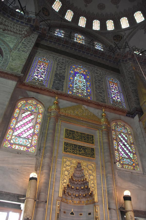 Interior of the Blue Mosque (Sultanahmet Mosque) Stock Photo - Image of ...