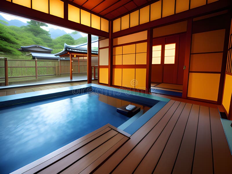Interior of a Swimming Pool , Onsen in Resort , Ai Generated Stock ...