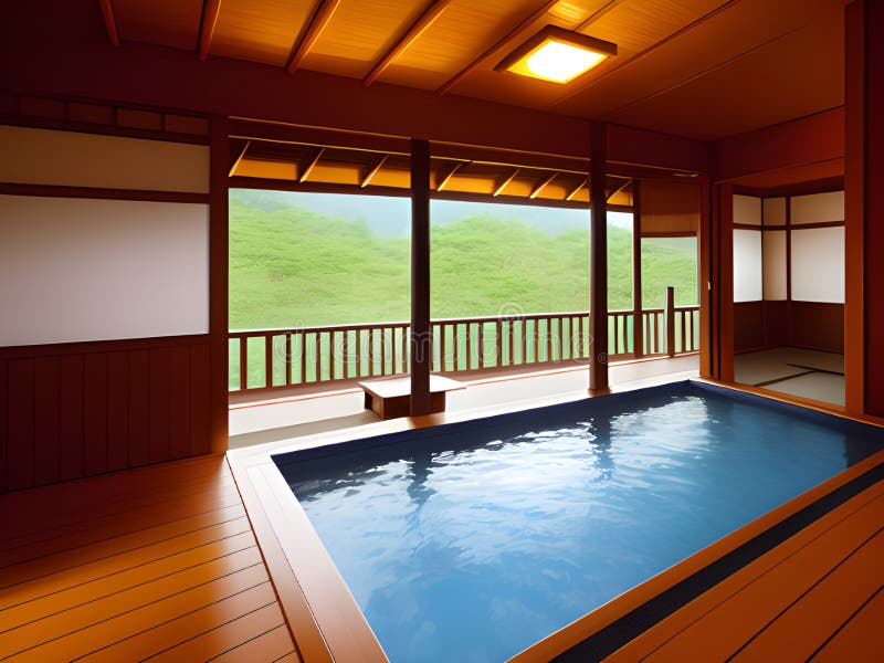 Interior of a Swimming Pool , Onsen in Resort , Ai Generated Stock ...