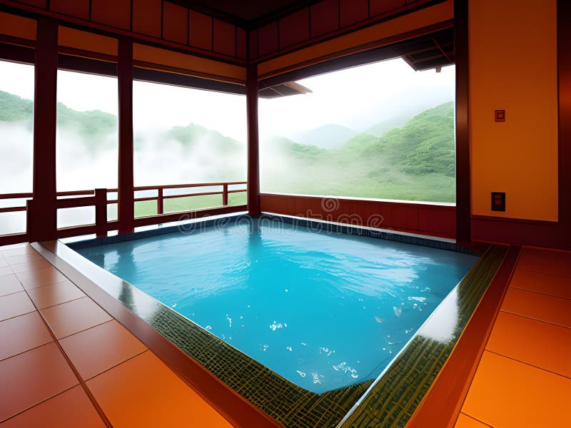 Interior of a Swimming Pool , Onsen in Resort , Ai Generated Stock ...