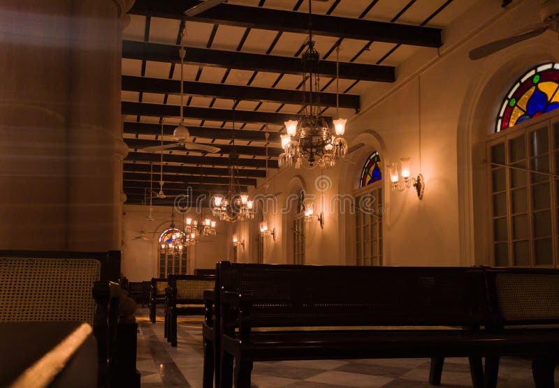 Interior of a Synagogue with Bimah in Middle. Synagogue is Jewish House ...