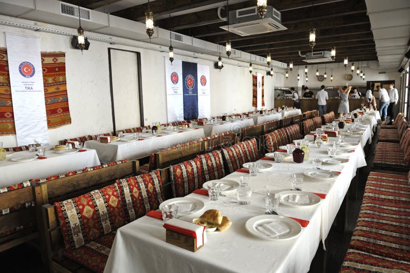 Interior of a Tartar Restaurant Designed in Traditional Style, Tables ...