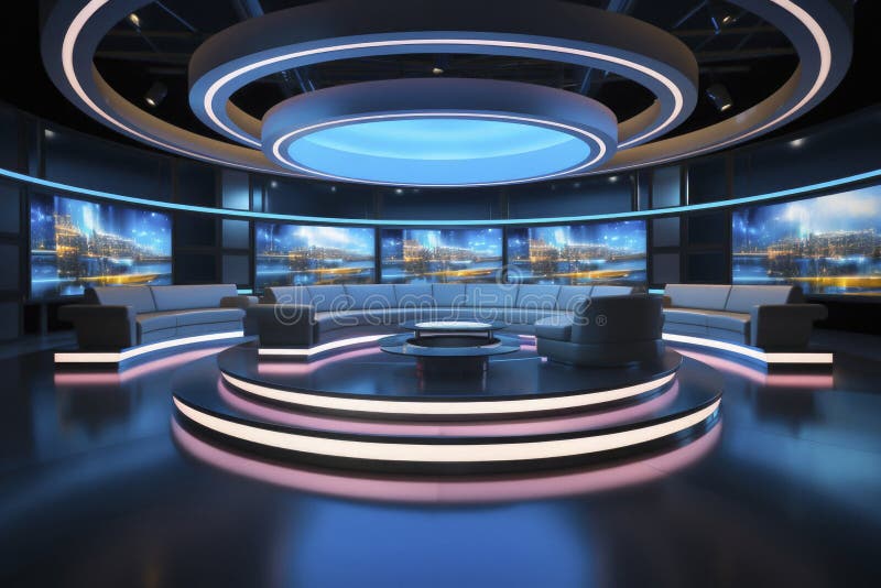 Interior of Television Studio Ready for Work Stock Illustration ...