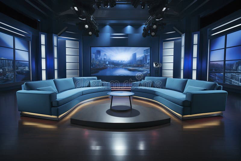 Interior of Television Studio Ready for Work Stock Illustration ...