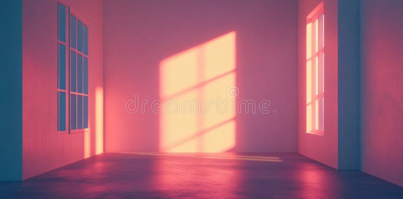 The Interior Template Features a Blank White Room with Multiple Narrow ...