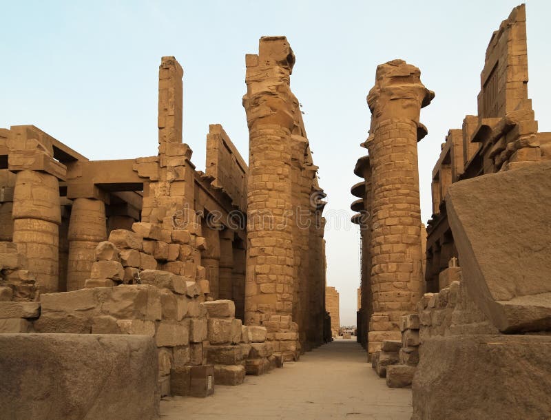 Interior of Temple of Karnak in Luxor Egypt Stock Image - Image of ...