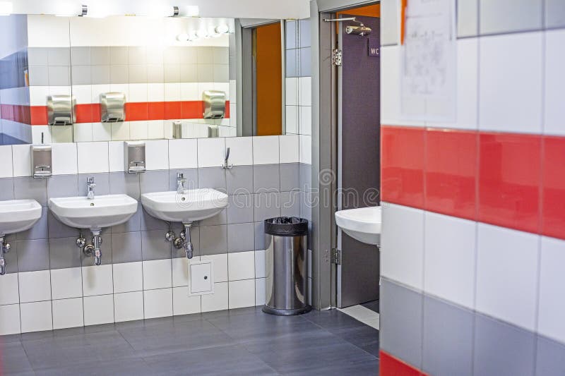 Interior of a Toilet Room in a Supermarket. Modern Interior. Stock ...