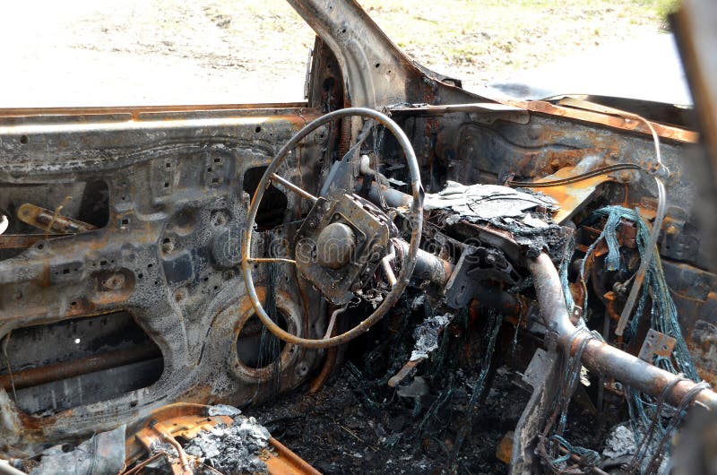 Burned car wreck stock image. Image of police, wheel - 114336297