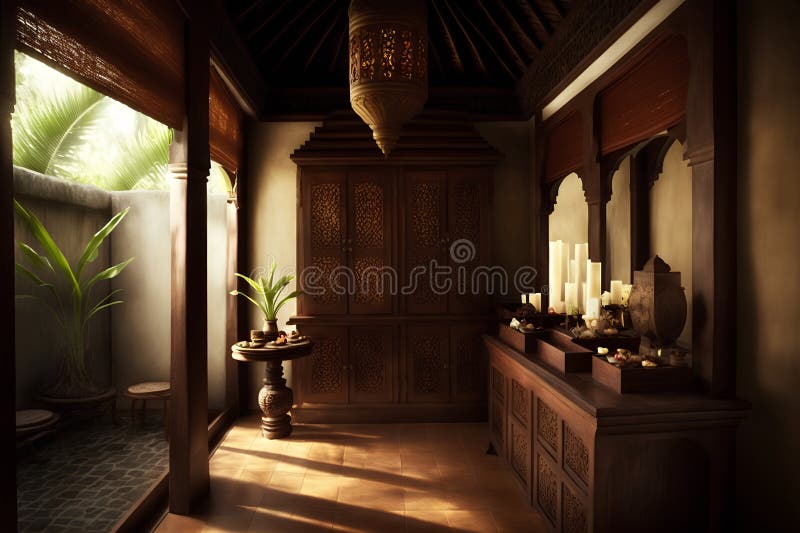 Interior of a Traditional Chinese Temple, 3d Render, Square Image Stock ...