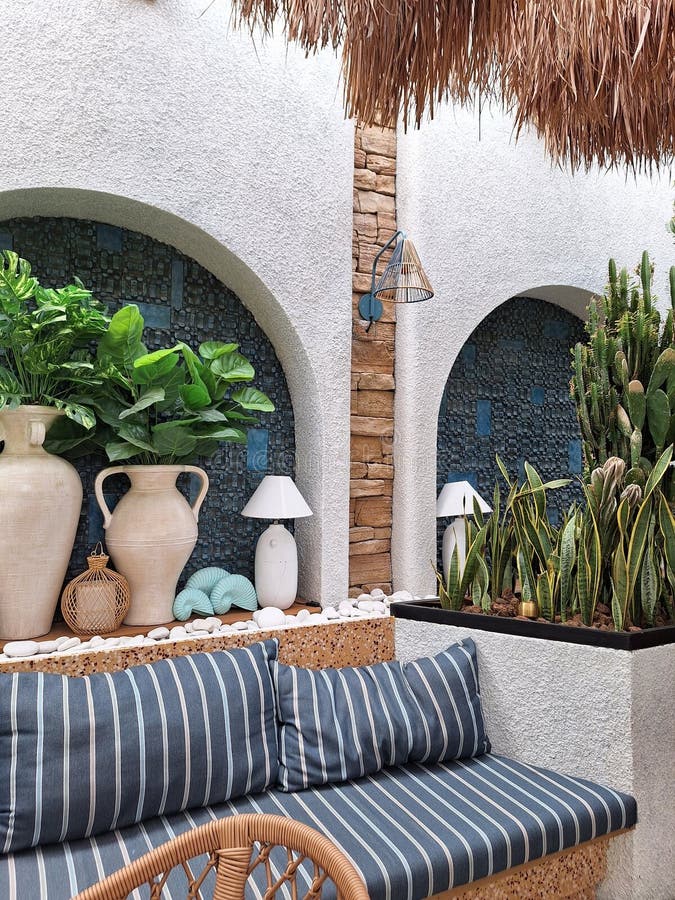 Interior Traditional Design with Bali Vibes Stock Image - Image of ...