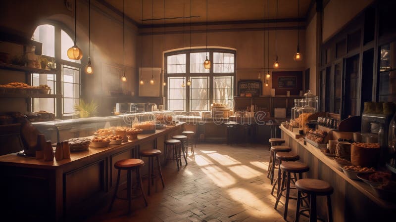 Interior of Traditional European Coffee. Generative AI Stock ...