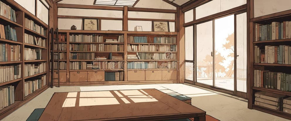 Interior of a Traditional Japanese Library Room. Stock Photo - Image of ...