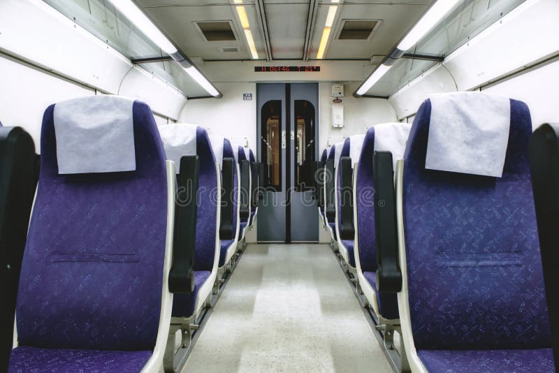 Interior of Train Carriage between Rows of Empty Chairs Stock Image ...