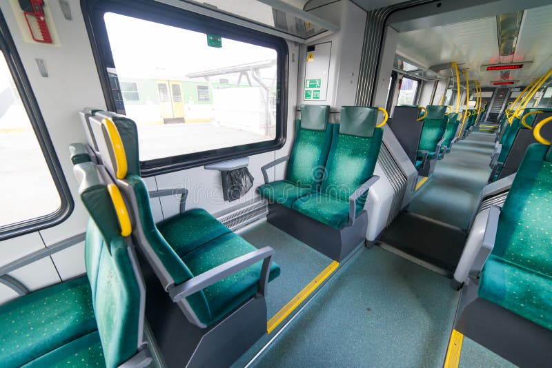 The interior of the train stock image. Image of armchair - 131217429