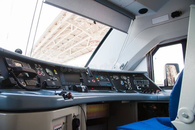 Interior of a Train Operator`s Cab Stock Image - Image of railroad ...