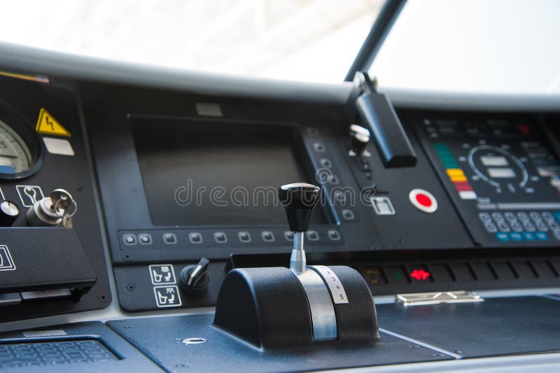 Interior of a Train Operator`s Cab Stock Image - Image of railroad ...