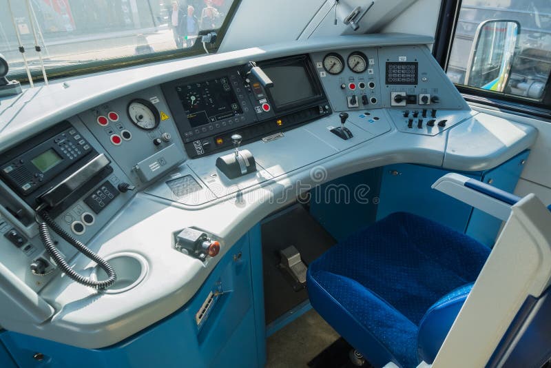 Interior of a Train Operator`s Cab Stock Image - Image of modern ...