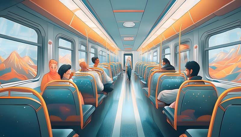 Interior of Train with Passengers on Seats, Reflect the Diversity and ...