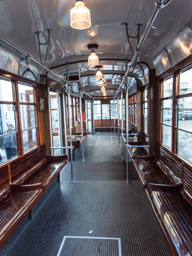 Tram Trolley Driver and Interior Wooden Benches Editorial Stock Photo ...