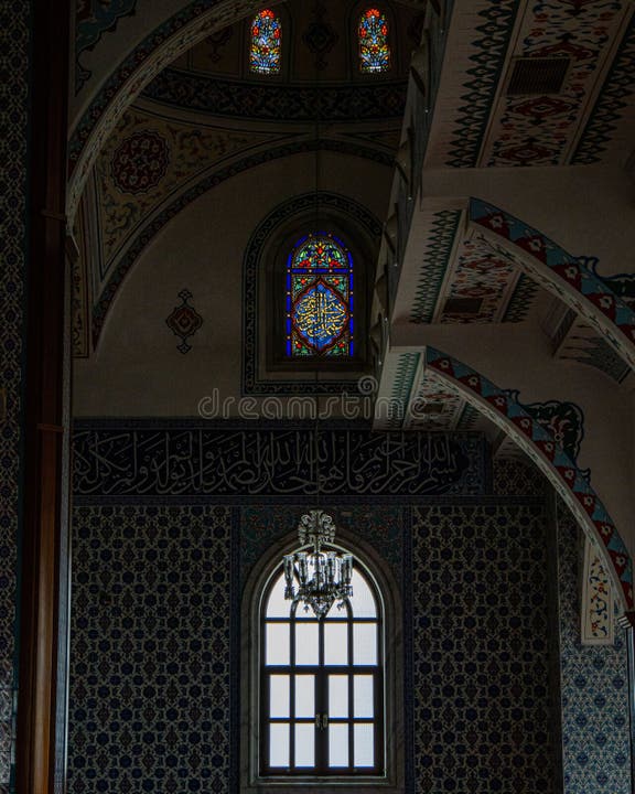 Interior of Turkey Mosque with Windows Stock Image - Image of pray ...