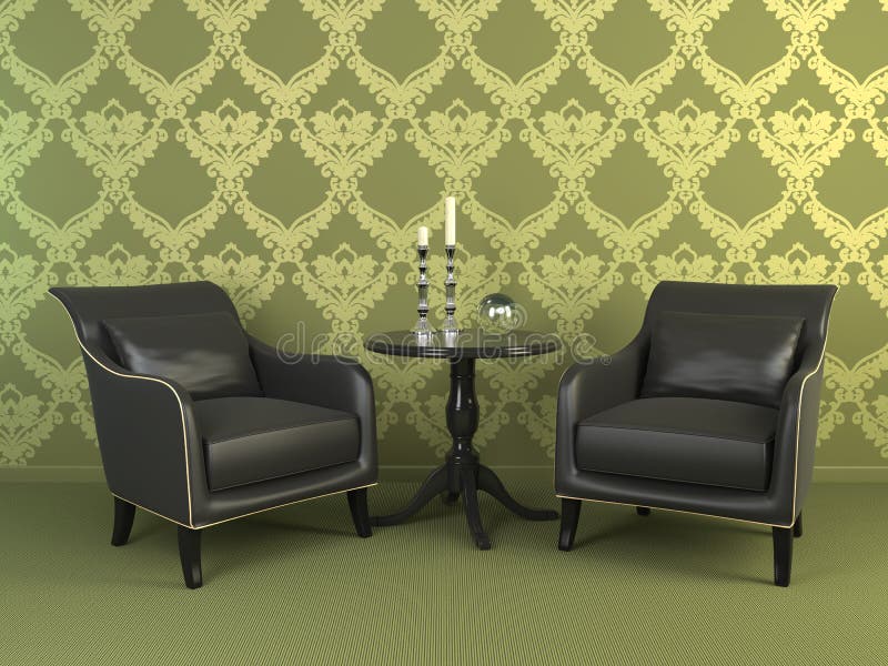 Interior with Two Armchairs. Stock Illustration - Illustration of ...