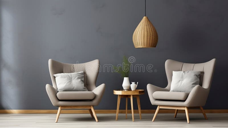 Interior with Two Armchairs and Coffee Table Stock Photo - Image of ...